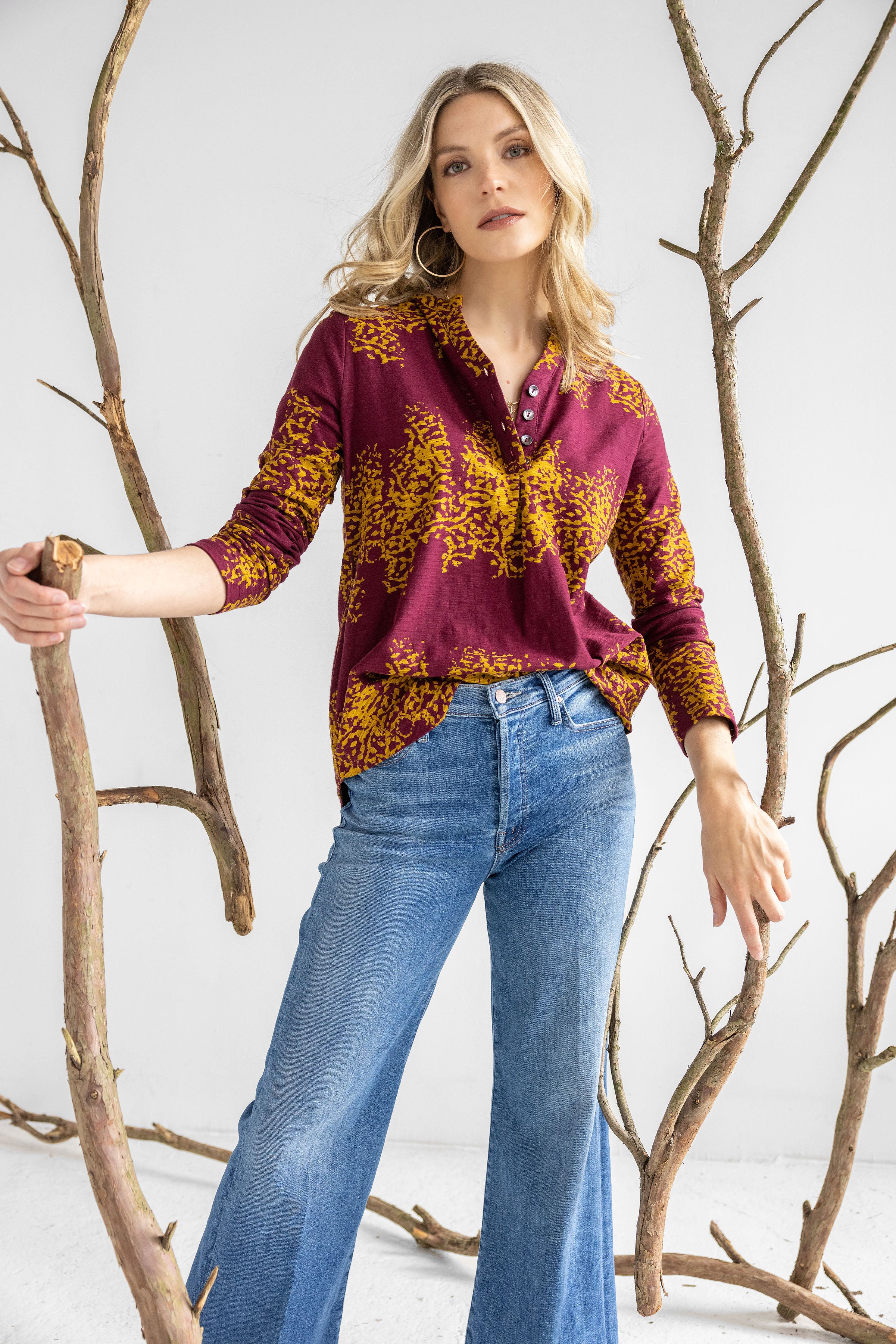 Sami Print Split Neck Tunic – Komil Clothing