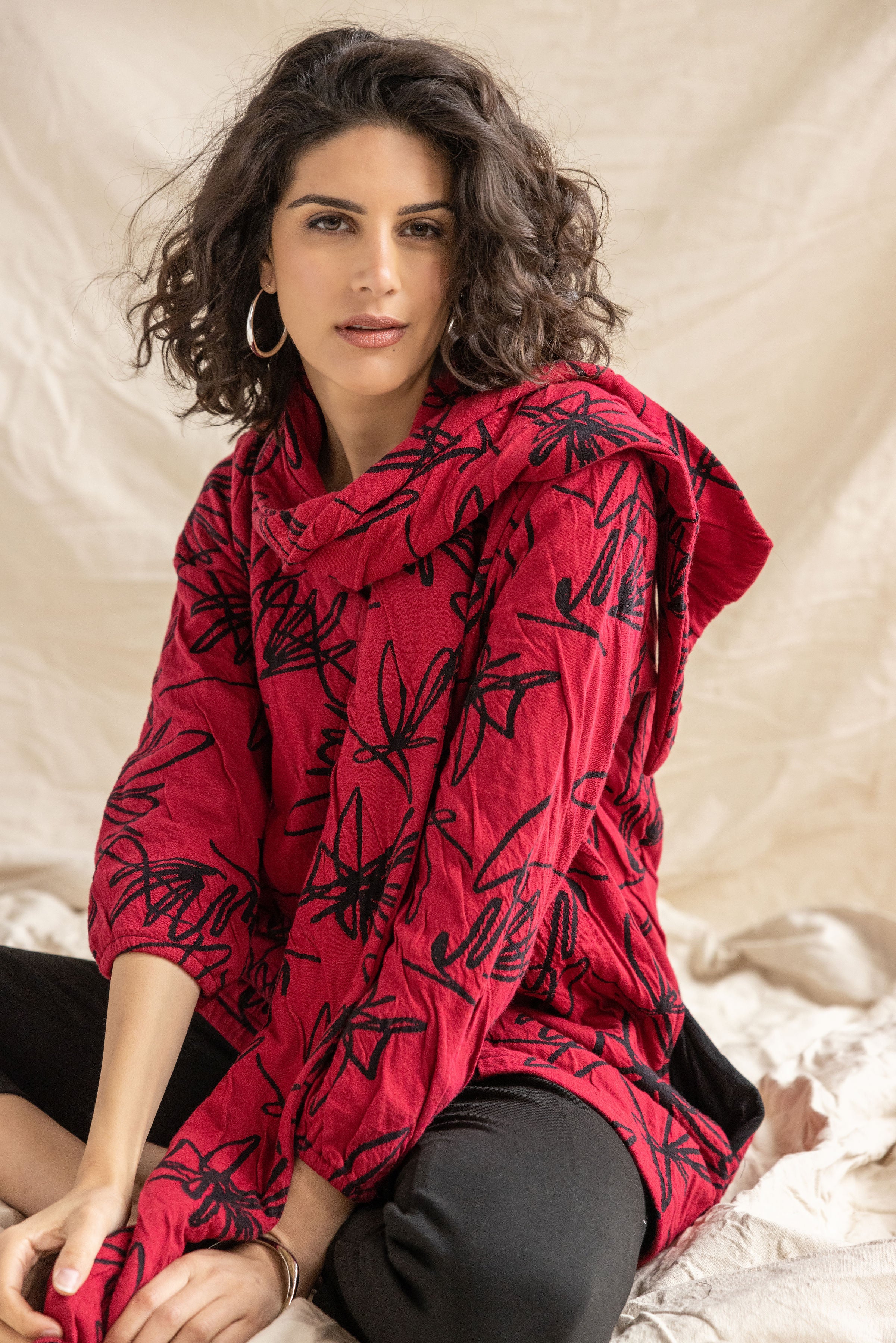 Scribble Weave Tunic with Scarf – Komil Clothing