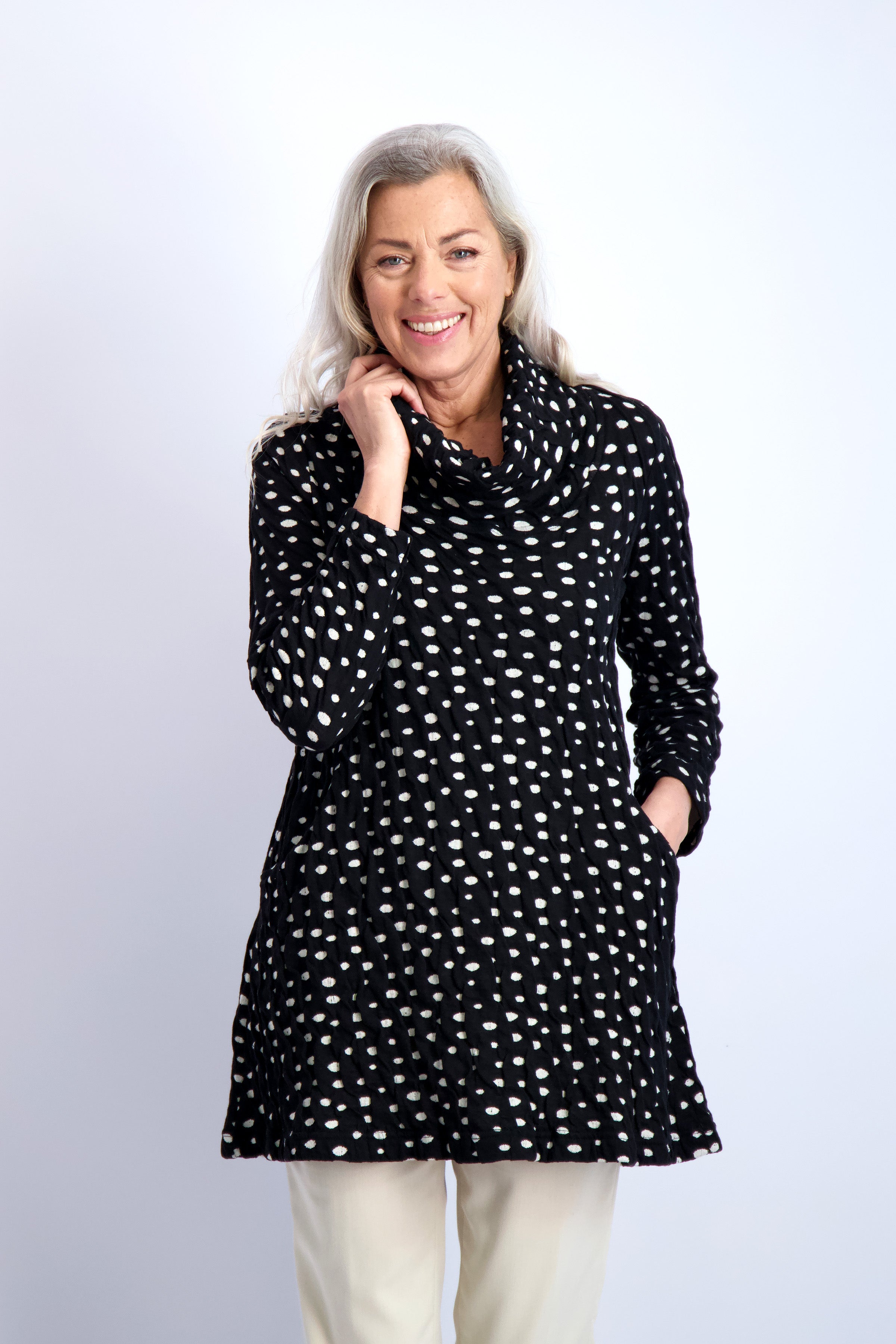 Thira Spot Cowl Tunic – Komil Clothing